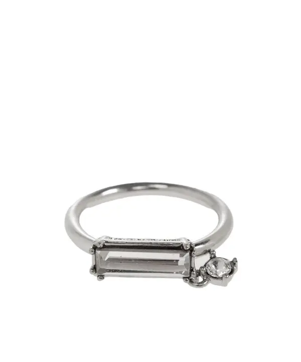 JIL SANDER Baguette Crystal Pendant Ring - Silver