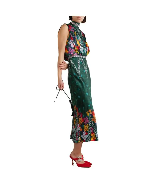 Saloni Floral-print Silk Maxi Dress