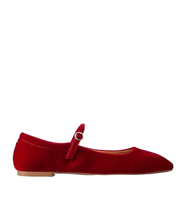 AeydĒ Velvet Mary Jane Ballet Flats - No