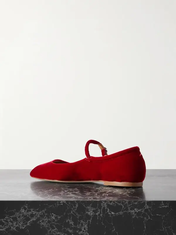 AeydĒ Velvet Mary Jane Ballet Flats - No