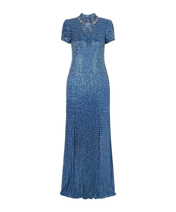 Jenny Packham Embellished Crepe Gown - No