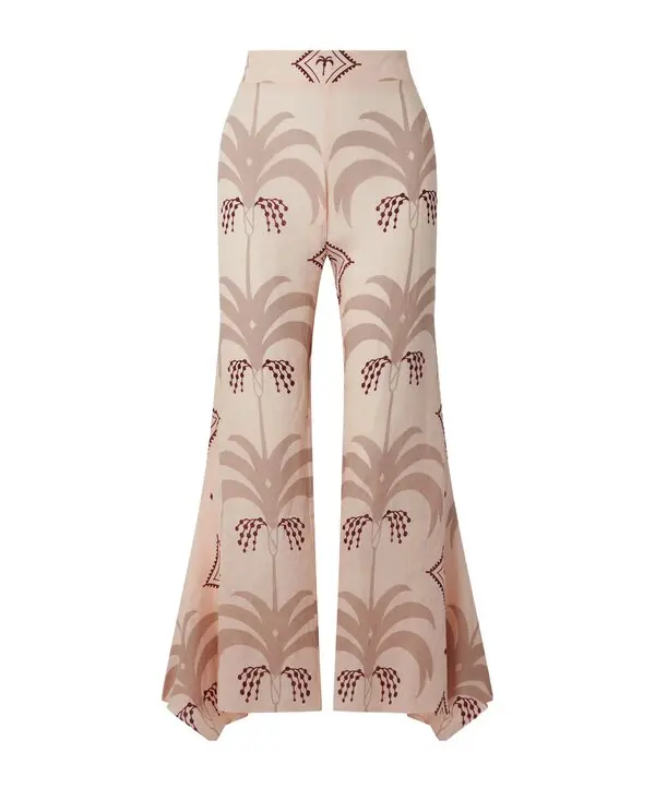 Johanna Ortiz Femininity Dramatic Printed Linen Wide Leg Pants - No