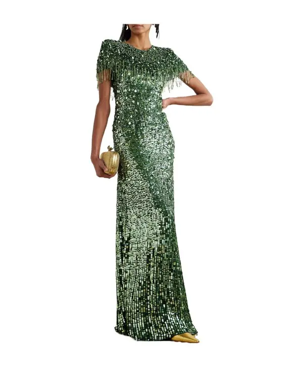 Jenny Packham Embellished Satin Gown