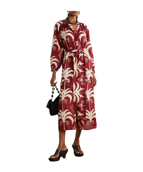 Johanna Ortiz Printed Linen Midi Dress
