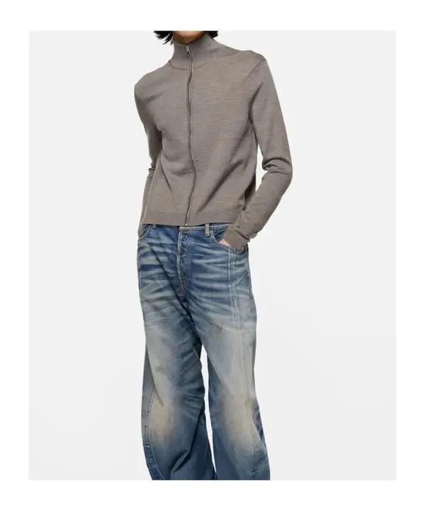 Acne Studios Zip-up Merino Wool Cardigan With Embroidered Bow Logo