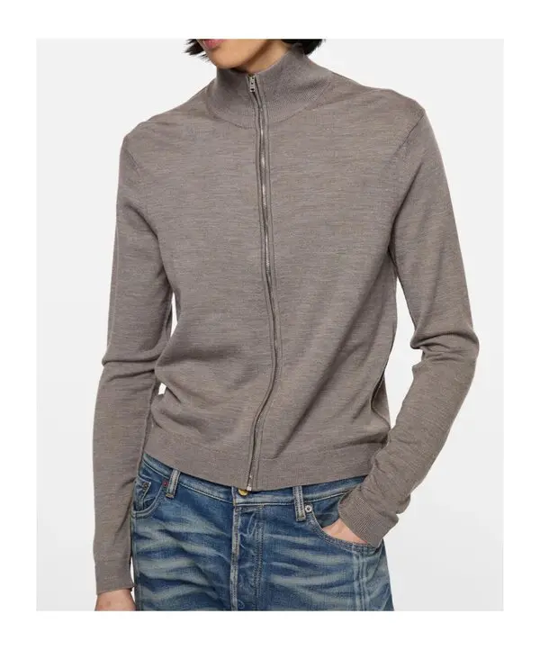 Acne Studios Zip-up Merino Wool Cardigan With Embroidered Bow Logo