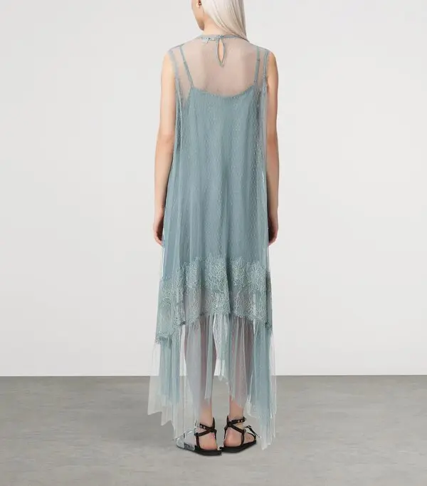 ALLSAINTS Lace Overlay Clara Dress - Blue
