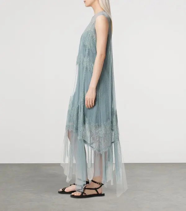 ALLSAINTS Lace Overlay Clara Dress - Blue