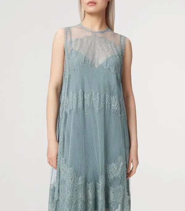 ALLSAINTS Lace Overlay Clara Dress - Blue