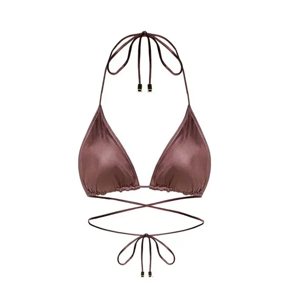 CHERINA BEACHWEAR LLC Metallic Triangle Bikini Top