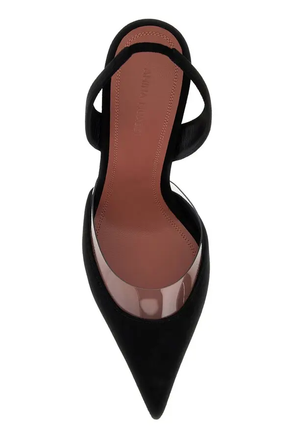 Amina Muaddi Suede Lara Slingback Pumps