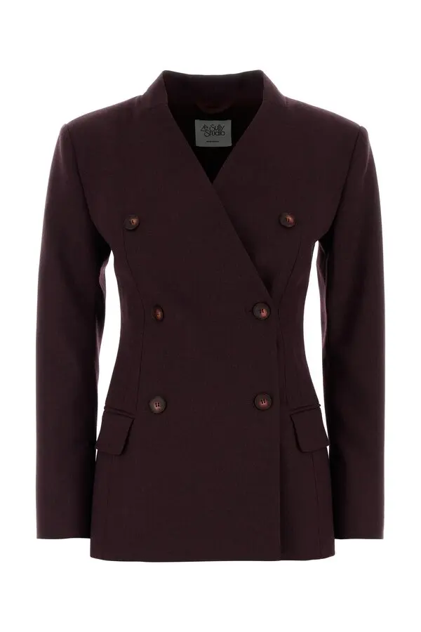 LE SULLY STUDIO Double-breasted Stretch Flannel Blazer