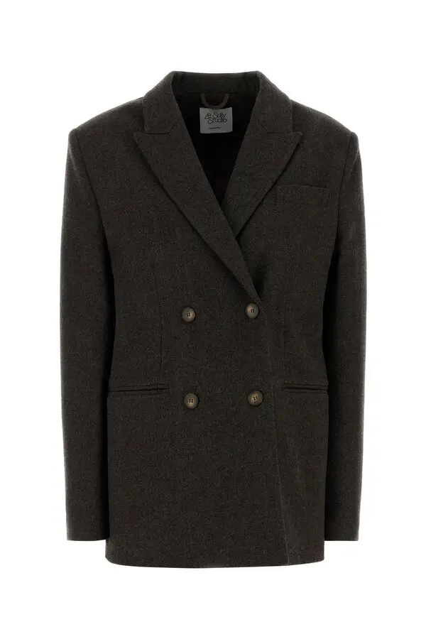 LE SULLY STUDIO Dark Stretch Wool Blend Blazer