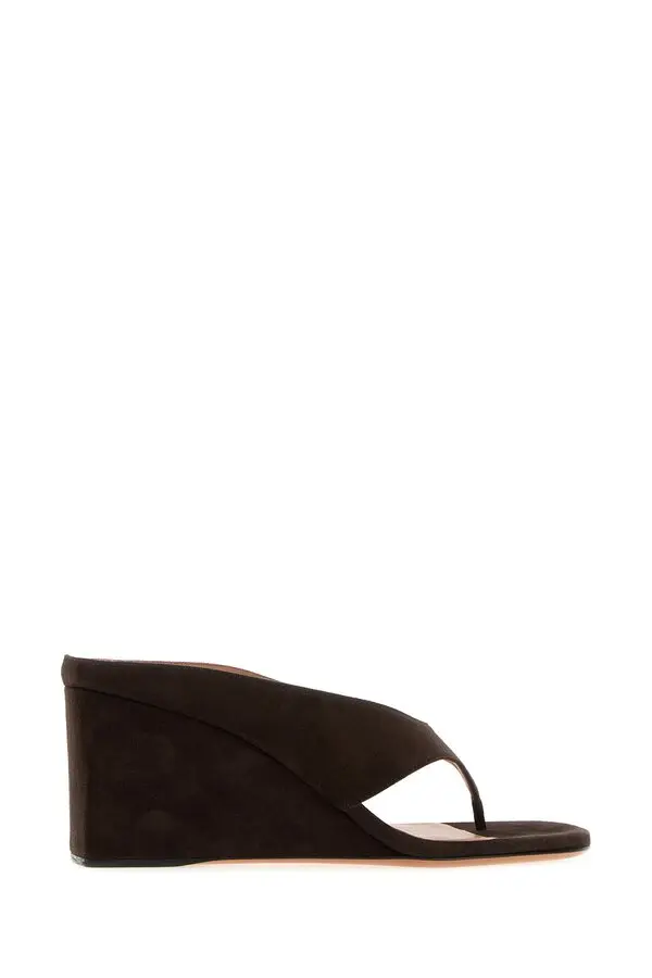 Alaïa Dark Suede Thong Mules