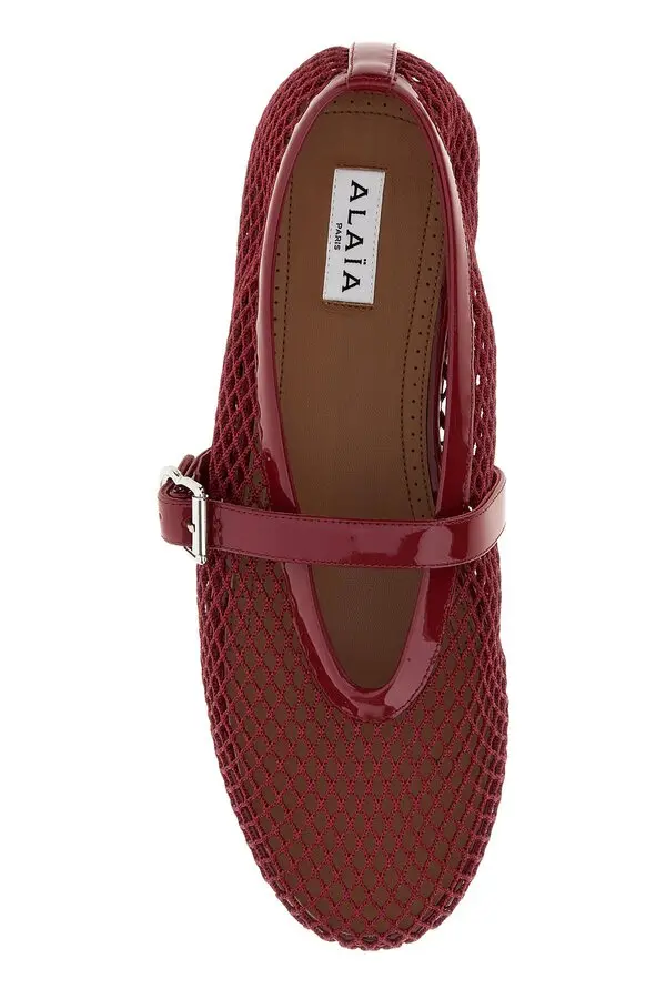 Alaïa Burgundy Mesh Ballerinas
