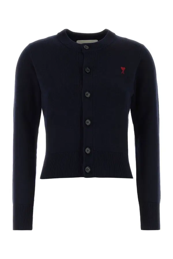 AMI Paris Navy Wool Cardigan