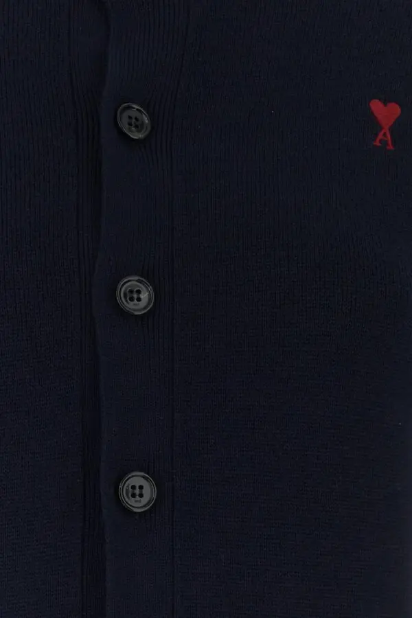 AMI Paris Navy Wool Cardigan