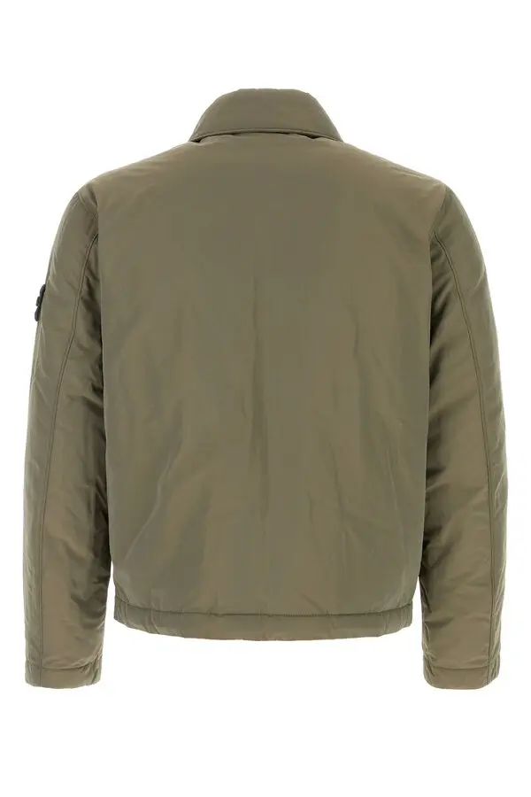Stone Island Army Polyester Blend Down Jacket