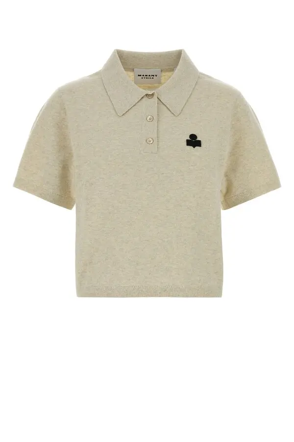Isabel Marant Étoile Melange Cotton Blend Althea Polo Shirt - Light Brown