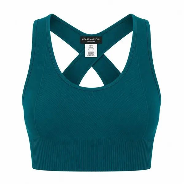 HEART AND SOUL Teal Axis Cross-back Activewear Crop Top
