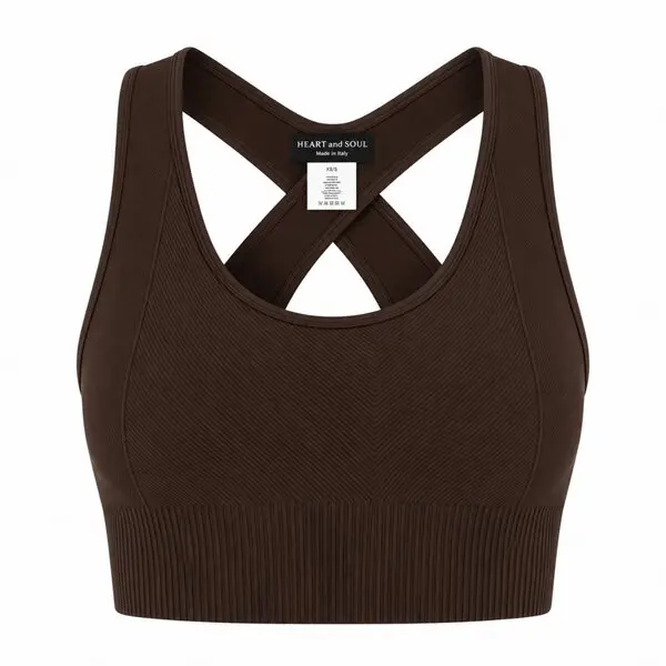 HEART AND SOUL Chocolate Axis Cross-back Activewear Crop Top