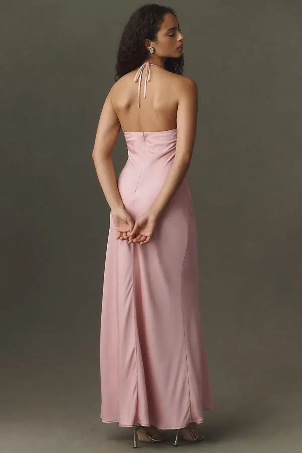 HUTCH Feather Trim Slip Dress
