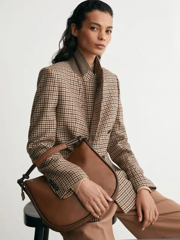 REISS Willow Wool Houndstooth Double-breasted Blazer