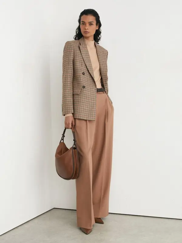 REISS Willow Wool Houndstooth Double-breasted Blazer
