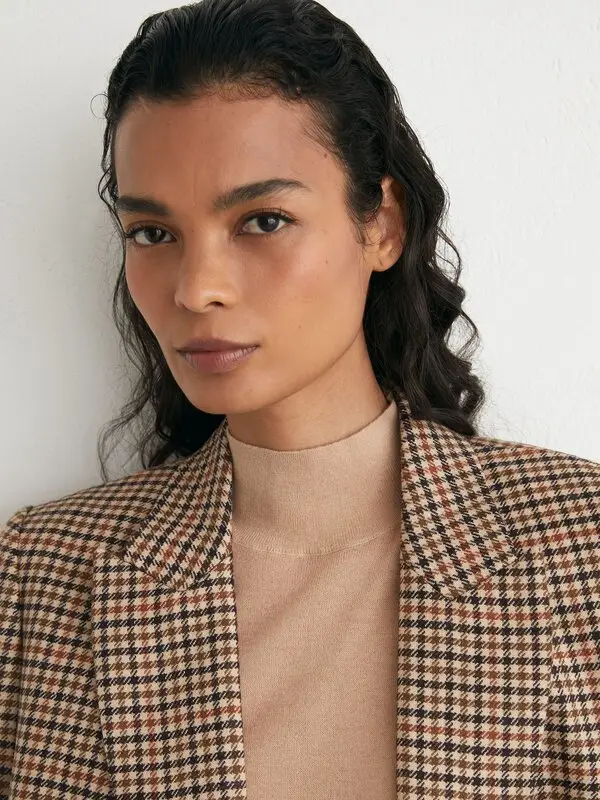 REISS Willow Wool Houndstooth Double-breasted Blazer