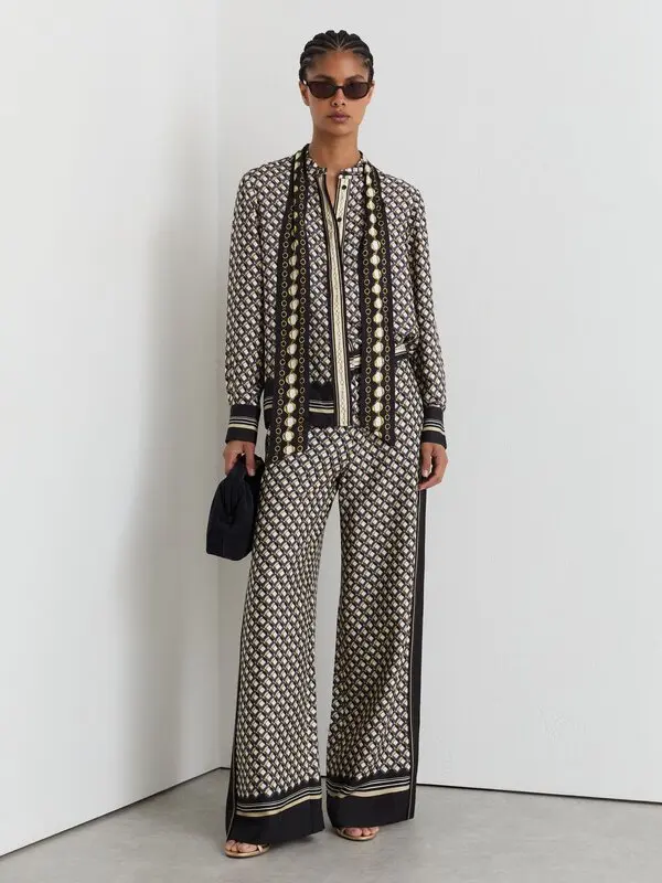REISS Carmine Scarf-print Wide-leg Trousers