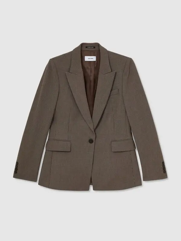 REISS Gabi Petite Puppytooth Single-breasted Suit Blazer
