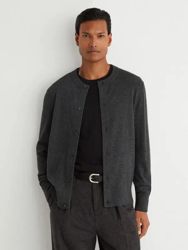 REISS Stoke Cardigan - Charcoal Grey