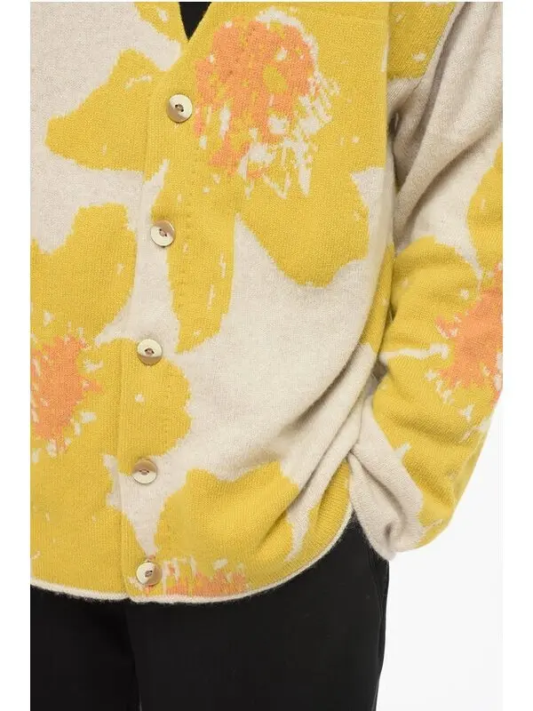 THE ELDER STATESMAN Floating Florals Cashmere Cardigan