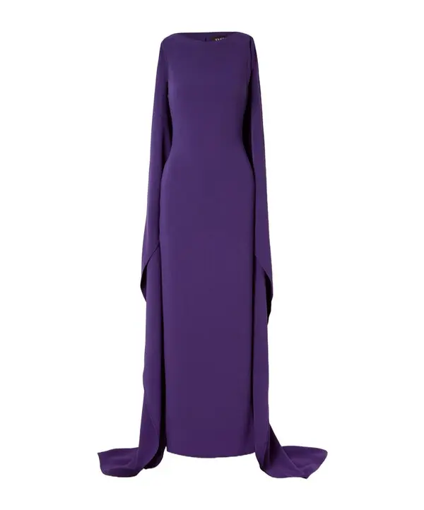 Solace Kaila Cape-effect Crepe Gown
