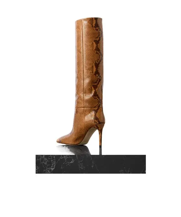 Paris Texas Stiletto Snake-effect Leather Knee Boots