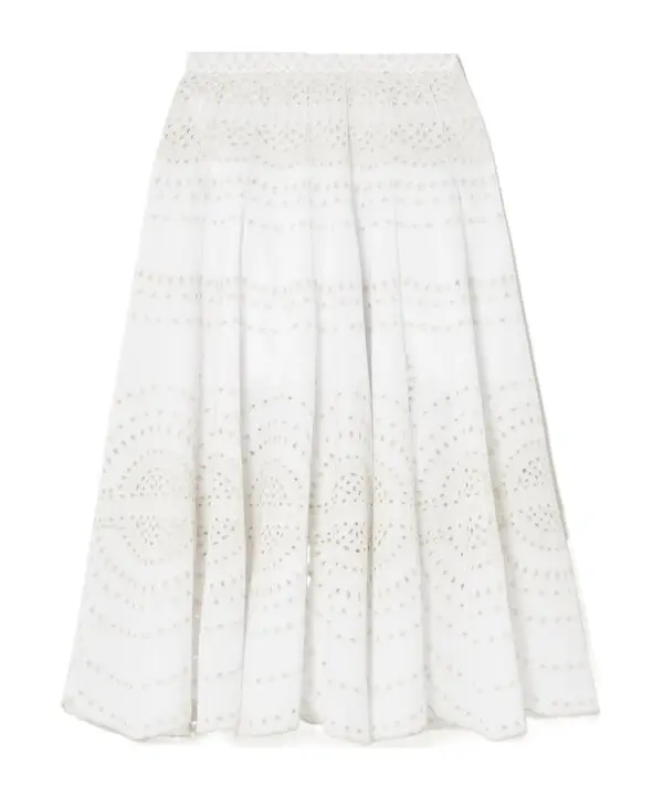 Charo Ruiz Ibiza Anglaise Cotton-blend Midi Skirt