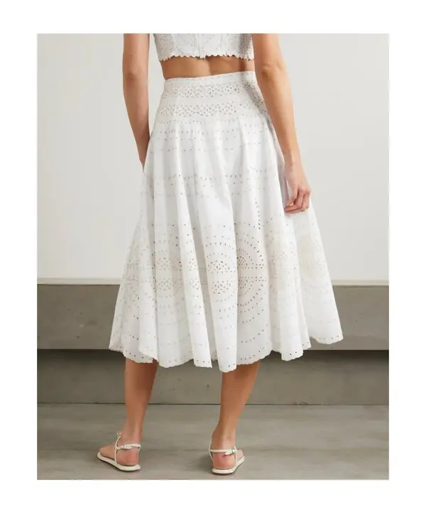Charo Ruiz Ibiza Anglaise Cotton-blend Midi Skirt