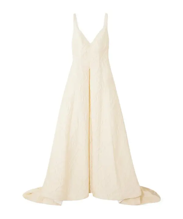 EMILIA WICKSTEAD Pleated Seersucker Gown