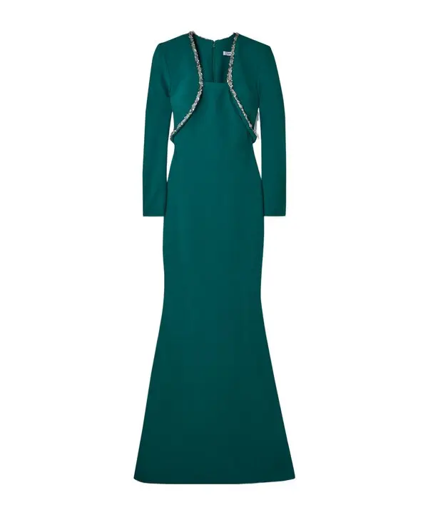SAFIYAA LONDON Crystal-embellished Stretch-crepe Gown
