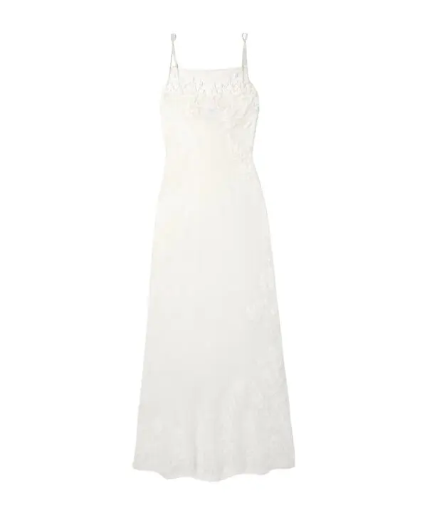 Carine Gilson Lace-trimmed Silk Nightgown - White