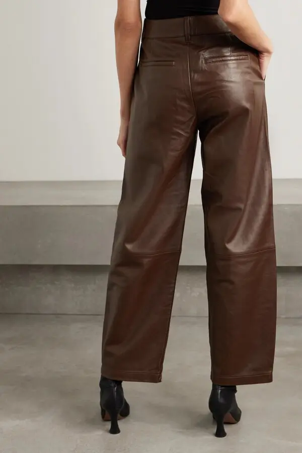 GOLDSIGN High Waist Straight Leg Leather Pants