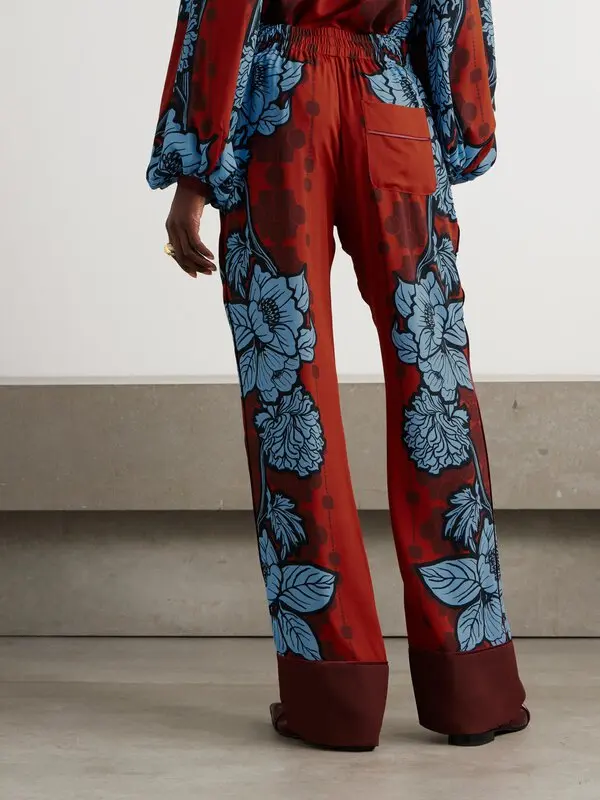Borgo De Nor Floral Printed Satin Trousers