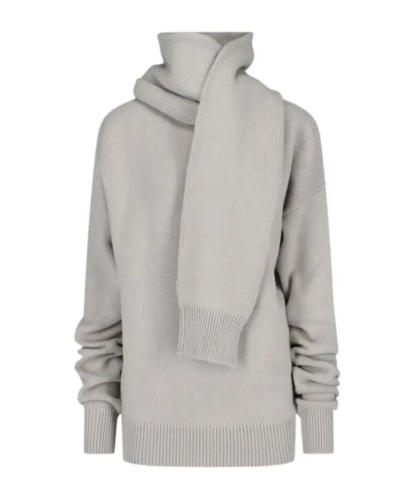Calvin Klein Detailed Knitted Jumper With Scarf - No