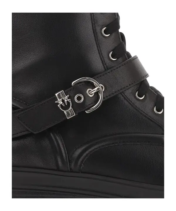 Pinko Buckled Lace-up Combat Boots