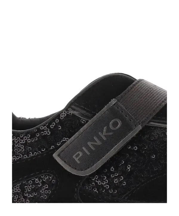 Pinko Flat Sole Sneakers With Sequins And Velcro Closure