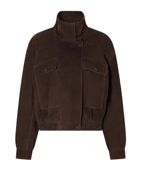 Nour Hammour Long-sleeved Leather Jacket With Stand Collar