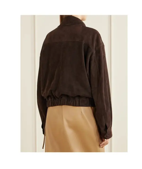 Nour Hammour Long-sleeved Leather Jacket With Stand Collar