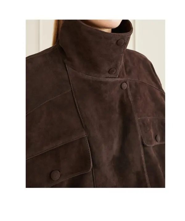 Nour Hammour Long-sleeved Leather Jacket With Stand Collar