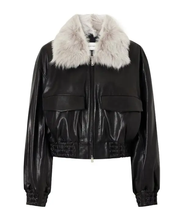 Nour Hammour Long-sleeved Leather Jacket