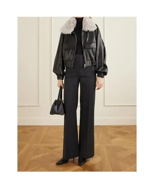 Nour Hammour Long-sleeved Leather Jacket